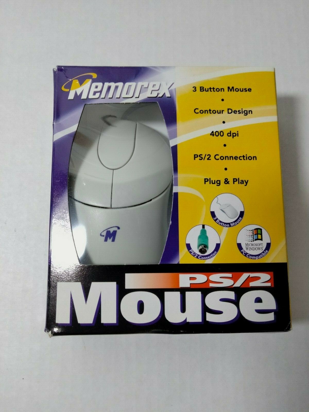 Memorex PS/2 Mouse, PC - Windows, 3 Button, 400 dpi, Plug & Play, NEW ...