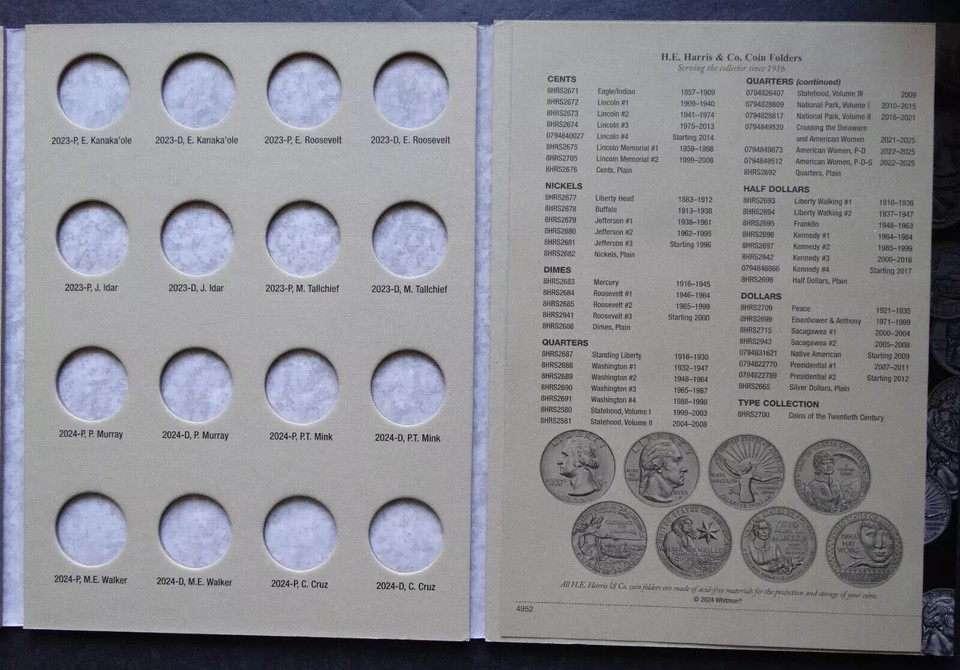 Set of 2 He Harris Delaware American Women Quarters Coin Folder 2021 ...