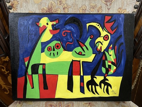 Joan Miró - Amazing Oil Canvas Painting - Surrealism Style - Signed ...