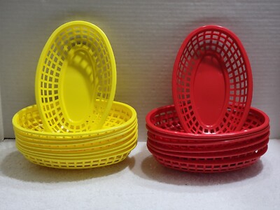 15 VINTAGE TABLECRAFT PLASTIC FOOD SNACK BASKETS 9"×6" USA MADE YELLOW ...