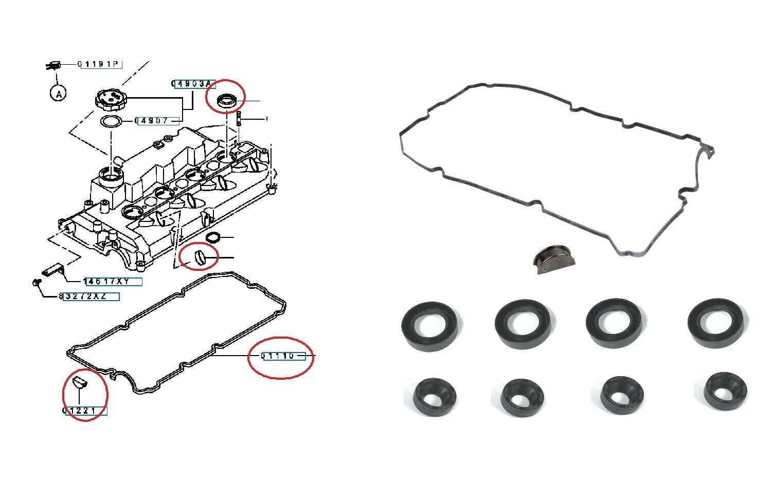 FOR MITSUBISHI L200 PICK UP B40 2.5DID ENGINE ROCKER COVER GASKET ...