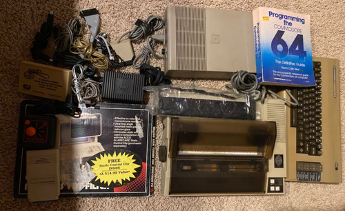 LOT Commodore 64 Keyboard, CP 80 Printer, Joystick, Cables, 1541 Hard ...