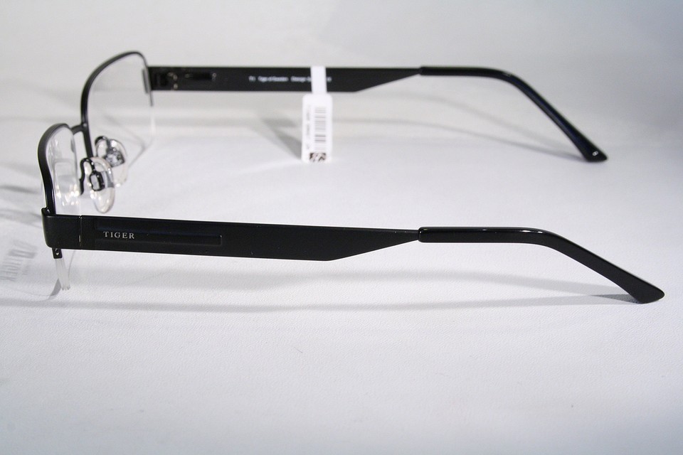 New TIGER OF SWEDEN Black Semi Half Rimless Optical Eyeglass Frames ...