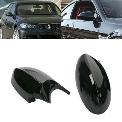 Gloss Black Side Mirror Cover Caps For BMW E90 E92 E93 E81 E87 05-07 ...