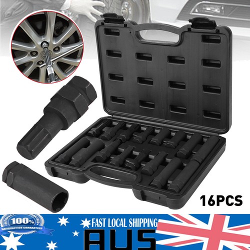 16pcs Master Wheel Locking Lug Nut Removal Socket Set Hex Star Spline ...