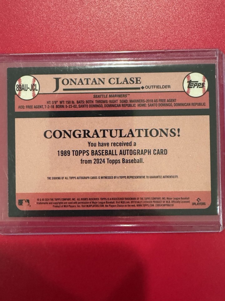 2024 Topps Update Jonathan Clase 1989 Design On Card Auto | eBay