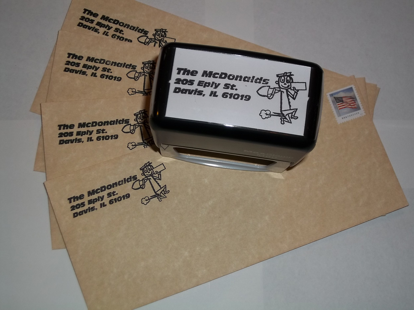 Custom self inking Mr Zip mailman/postal carrier running rubber stamp ...
