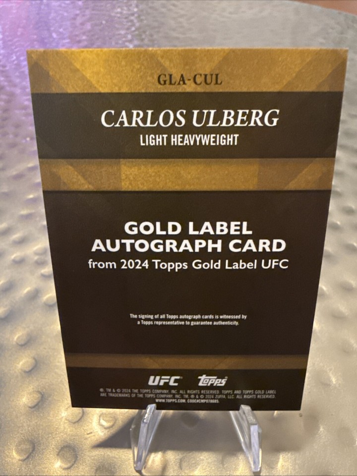 2024 Topps Gold Label UFC Gold Label Auto Carlos Ulberg /10 | eBay