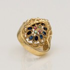 Elegant Estate 14K Gold Ring with Diamonds, Emeralds, Rubies, and ...