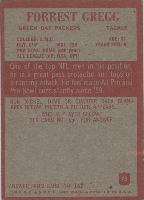 1965 Philadelphia Forrest Gregg #75 for sale | eBay