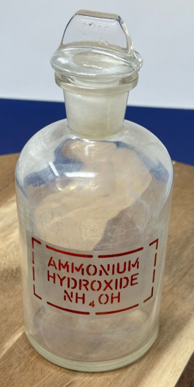 Ammonium Hydroxide NH 4 OH etched Apothecary pharmacy bottle stopper ...