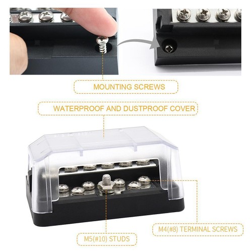 12 in 1 Junction Block Power Post Set Box Negative Bus Bar for Boat ...