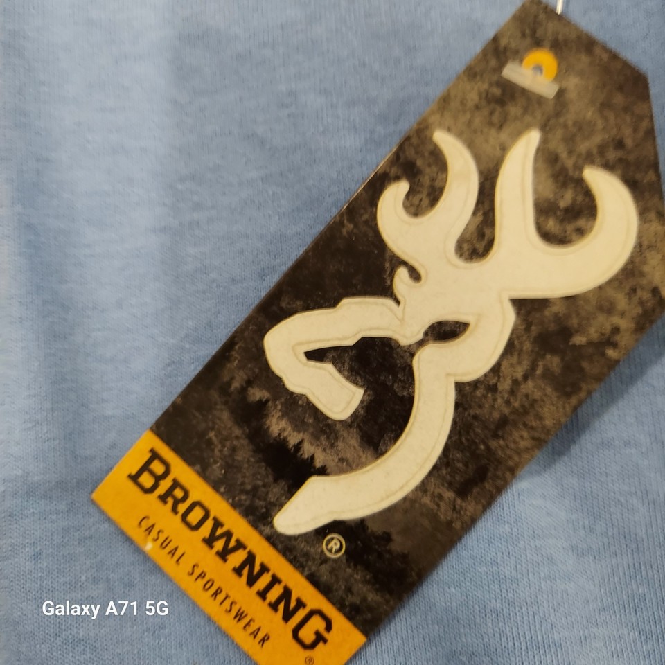 T Shirt Browning Buckhead Tshirt, Sky Blue XL, Gold Foil Buckhead | eBay