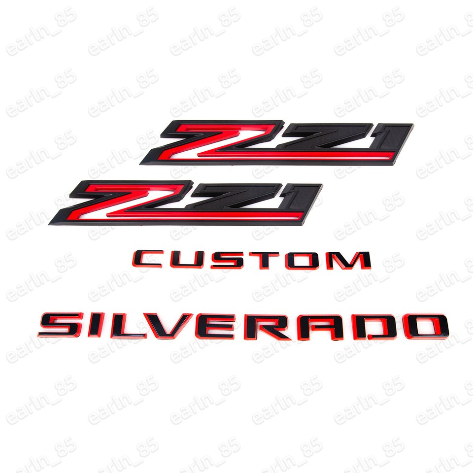 4PCS Red Matte Black 2019-2025 Silverado Z71 Emblem Badge Custom ...