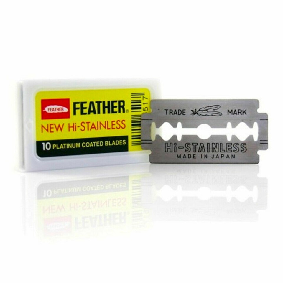 50X Feather Shaving Razor Blades Stainless Double Edge Original Made in ...