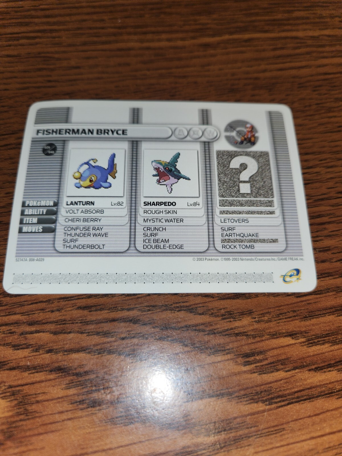 Fisherman Bryce 2003 Pokémon Game Boy Advance GBA Battle E Reader Card ...