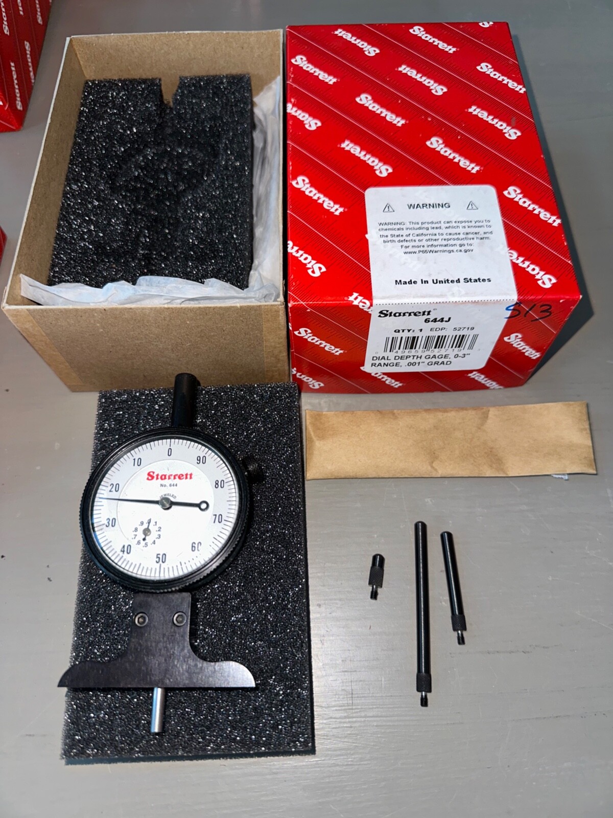 Starrett 644J 644 Series 0 to 3" SAE Dial Depth Gauge for sale online ...