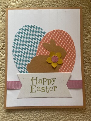 Happy Easter rabbit punch eggs card kit of 6 made w/ Stampin' Up! | eBay