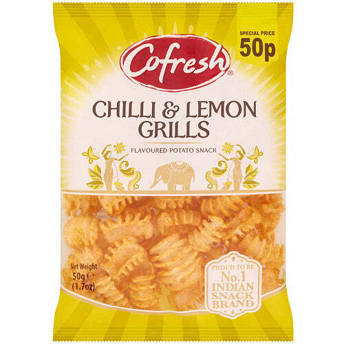 COFRESH Grill Potato Chilli Lemon 50g Savoury Indian Snack Bags Box ...