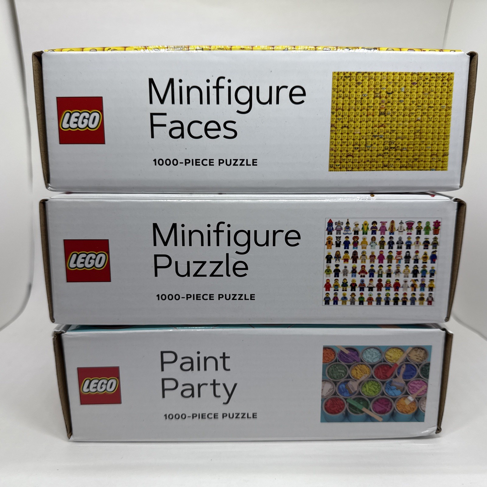 LEGO 1000-Piece Puzzle Lot of 3: Minifigure, Paint Party & Faces