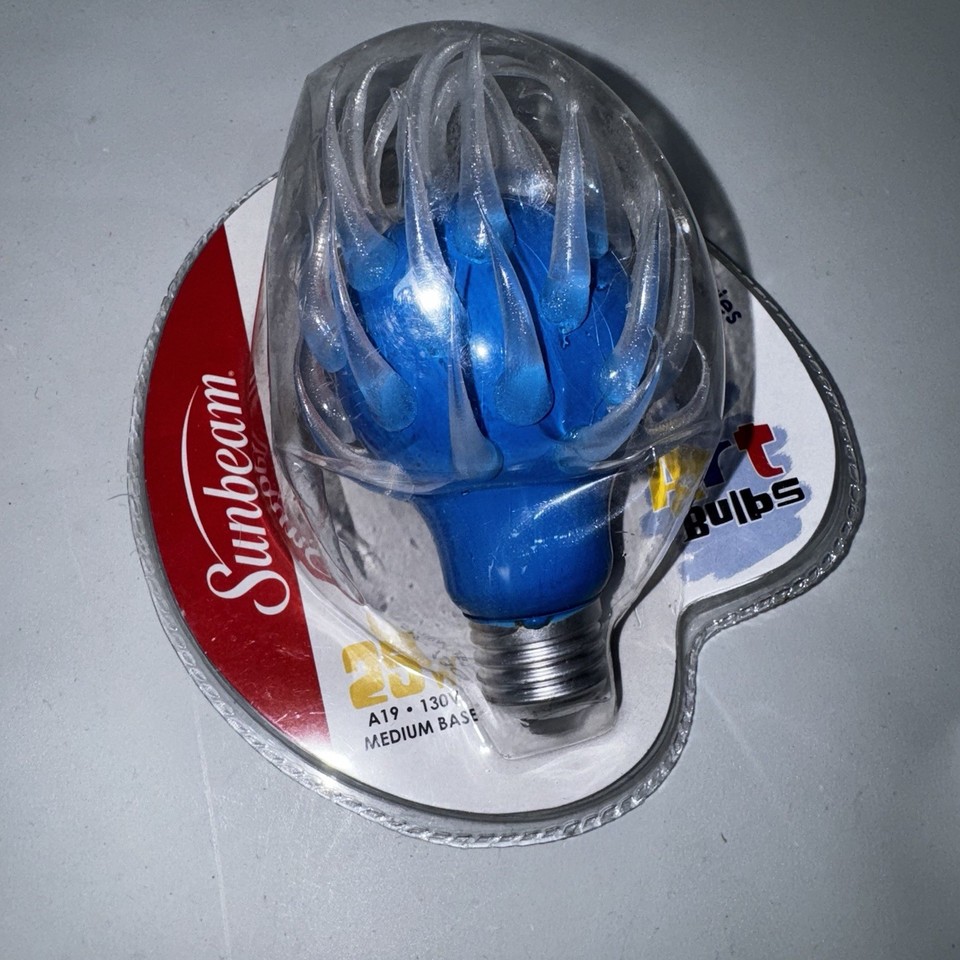 Vtg Blue Spiky Silicone Art Light Bulb Sun Beam Sealed Holiday Decor ...