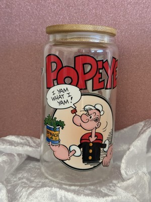 16 oz Popeye Glass Can With Lid Tumbler | eBay