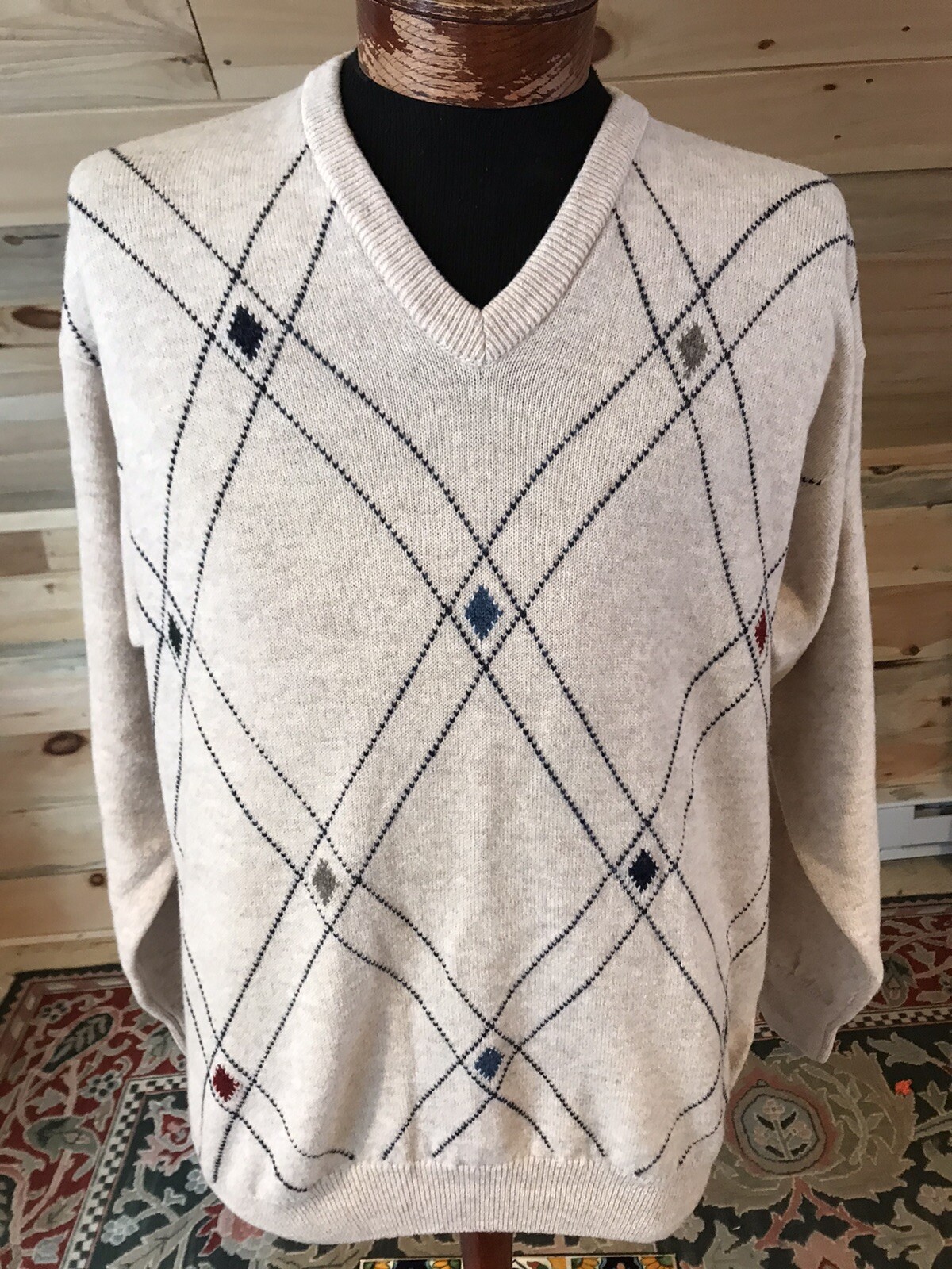 JAMES PRINGLE WEAVERS of Inverness V-Neck Argyle Wool… - Gem