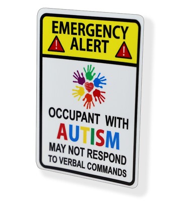 Emergency Alert Autism Sticker Autistic Awareness Vehicle Safety Window ...