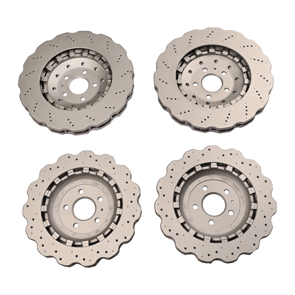 Fit For RS7 14-16 Set of Front & Rear Vented Drilled Dimpled Disc Brake ...
