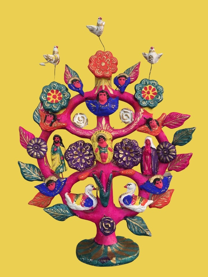 Stamped MODESTA FERNANDEZ Metepec Tree of Life Vtg Mexican Candelabra ...