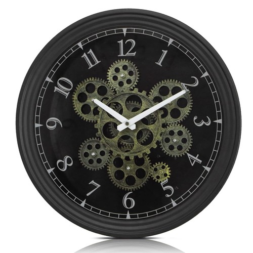 15 Inch Real Moving Gear Wall Clock, Vintage Industrial Steampunk Wall ...