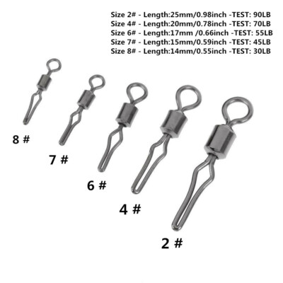 50Pcs Swivel with Side Line Clip Line Grip Swivels for Drop Shot Weight ...