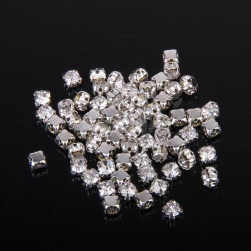 100x DIAMANTE Rhinestone 4mm Beads Square Flat Back DIY Sewing CRAFTs ...