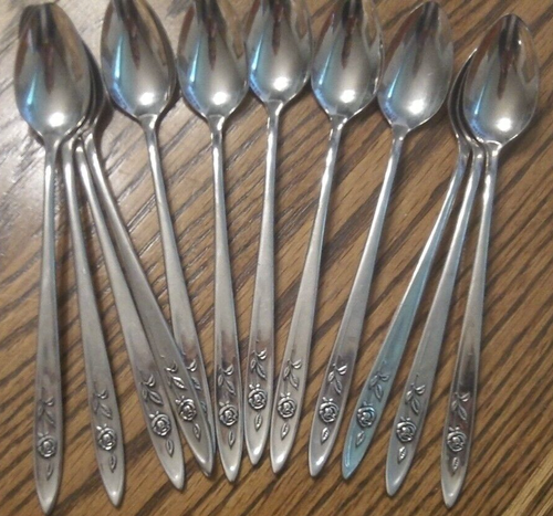 Oneida Community My Rose Stainless Ice Tea Spoons set/12, excellent! s3 ...