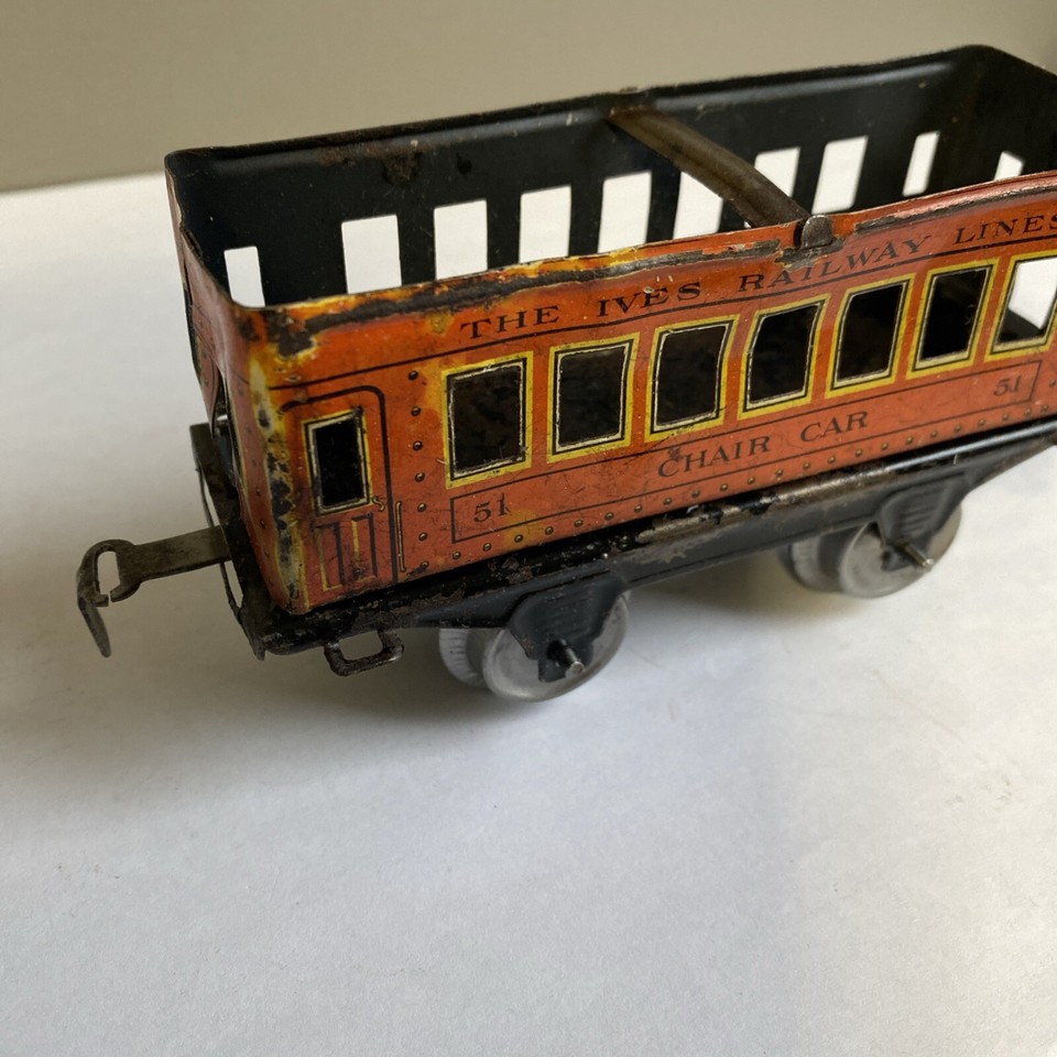 IVES O Gauge #51 Chair Car for PARTS OR RESTORATION Model Train Tin ...