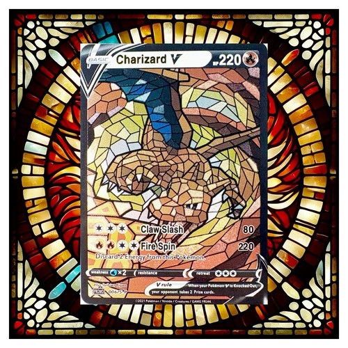 Charizard V ACG Stained Glass Art Card For Pokemon Inspired Collector’s ...
