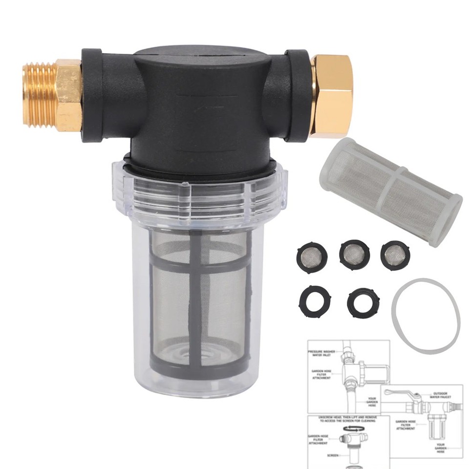 Garden Hose Inlet Filter Inline Water Pressure Washer Sediment Washing ...