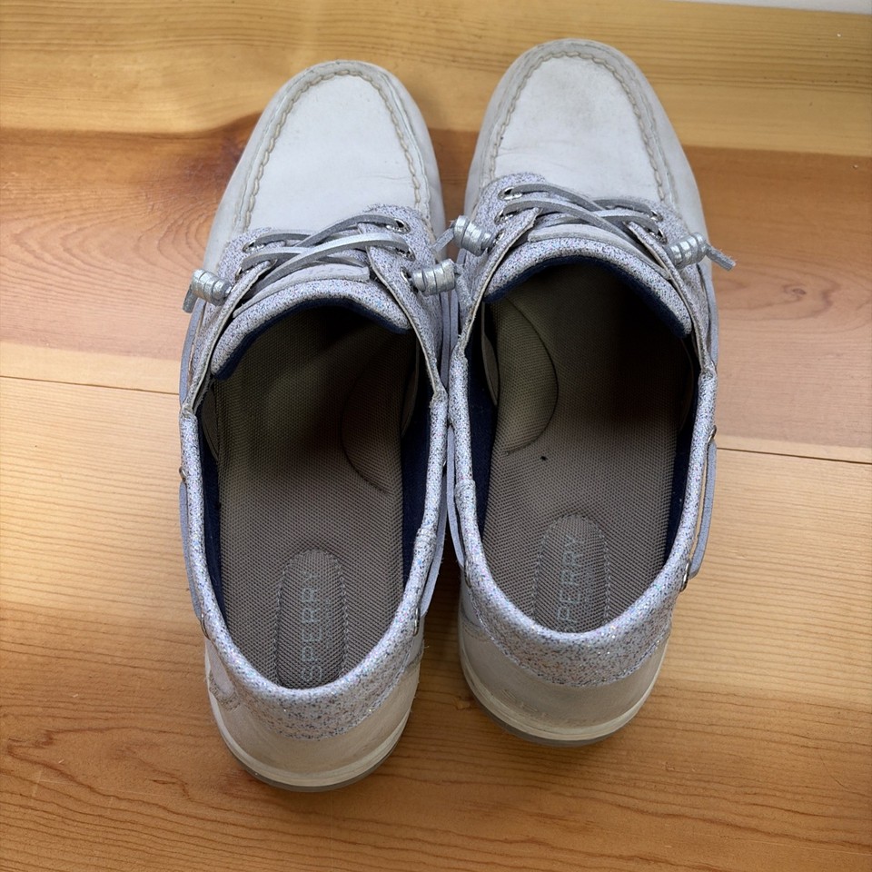 Women's Sperry Top-Sider Boat Shoe Gray Silver 10M Clean! | eBay