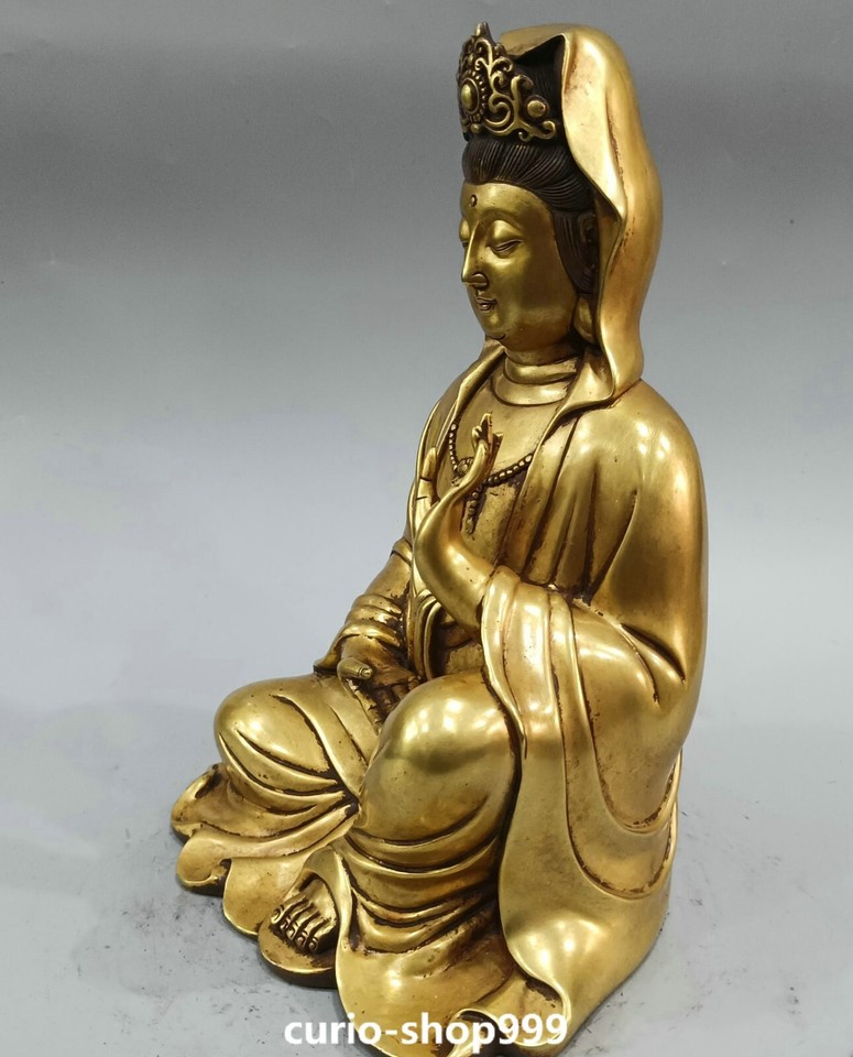 10.6" Old Purple Bronze 24K Gold Kwan-yin Guanyin Avalokiteshvara ...