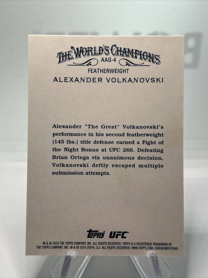 2024 Topps Chrome UFC Allen & Ginter Insert ALEXANDER VOLKANOVSKI #AAG ...