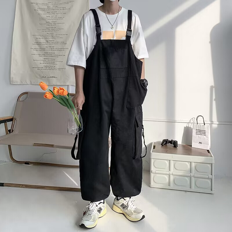 Japanese men's pockets Jumpsuit Overalls Streetwear Wide leg pants ...