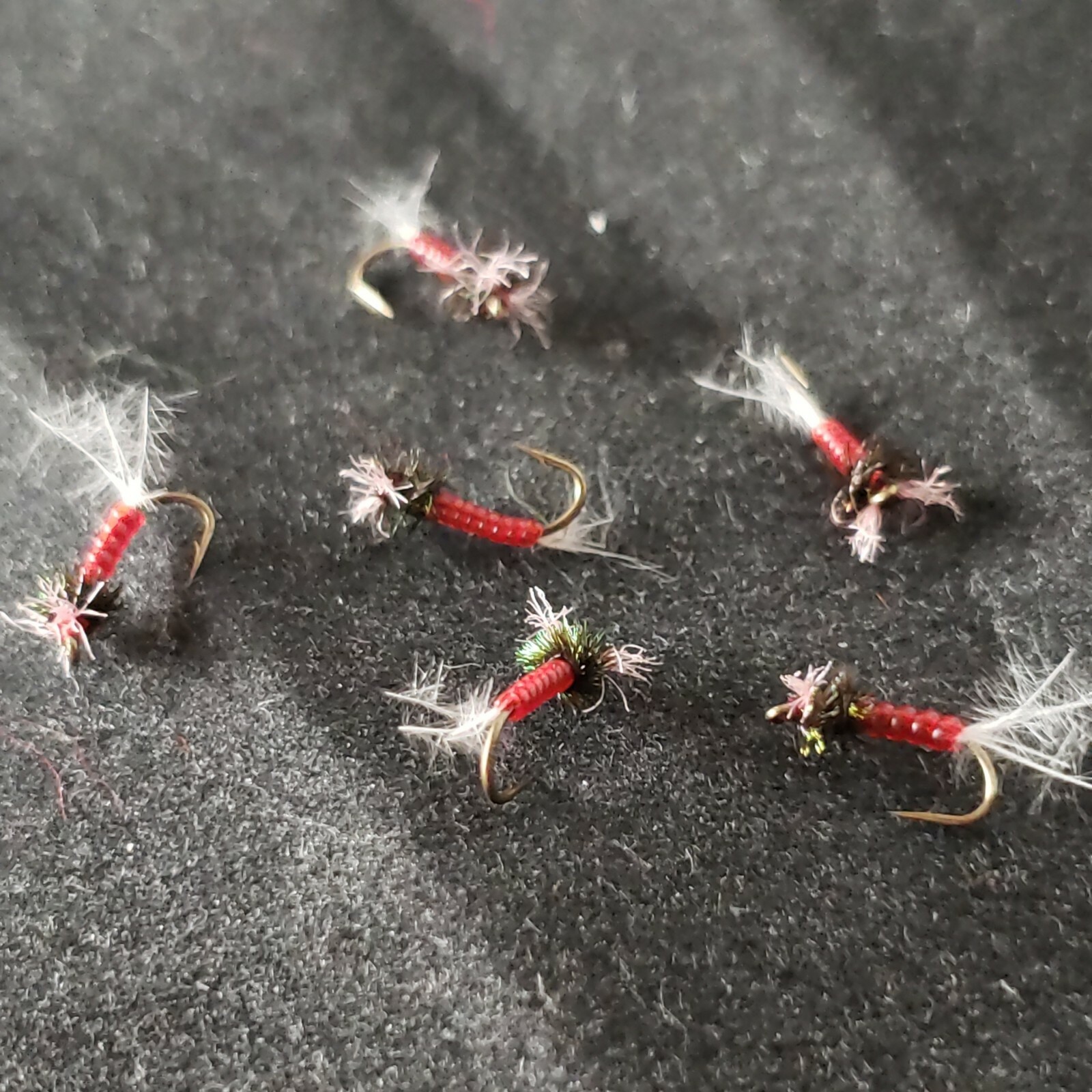 FLY FISHING FLIES NYMPH MIDGE V-RIB BLOOD RED CUSTOM TIED SIZE 18 | eBay