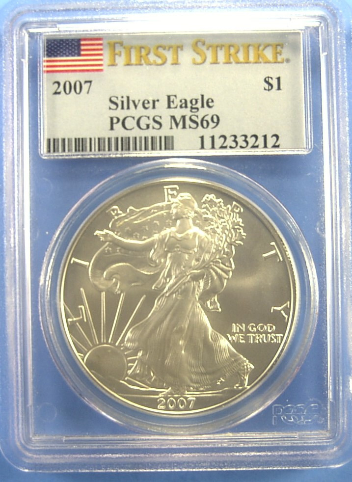 2007 W SILVER EAGLE PCGS MS69 FLAG FIRST STRIKE LABEL | eBay