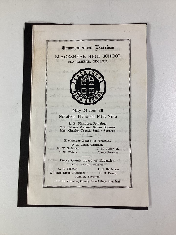 Blackshear Georgia High School Original 1959 Rare VHTF Graduation ...