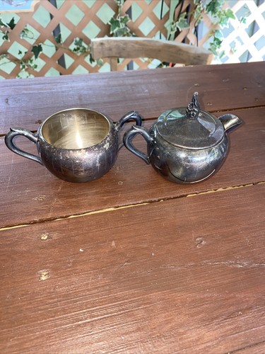 f b rogers silver co 1883; vintage sugar bowl and creamer set silver ...