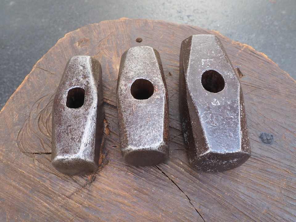 BIG 3PC BLACKSMITH SLEDGE HAMMER STRIKERS LOT RR VINTAGE ANTIQUE KNIFE ...