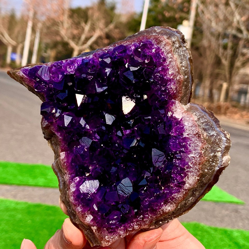 1.29LBNatural Amethyst geode quartz cluster crystal specimen Healing ...