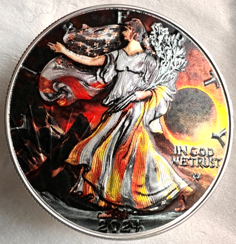 Beautiful Solar Eclipse Colorized American Silver Eagle 1oz 99% Silver ...