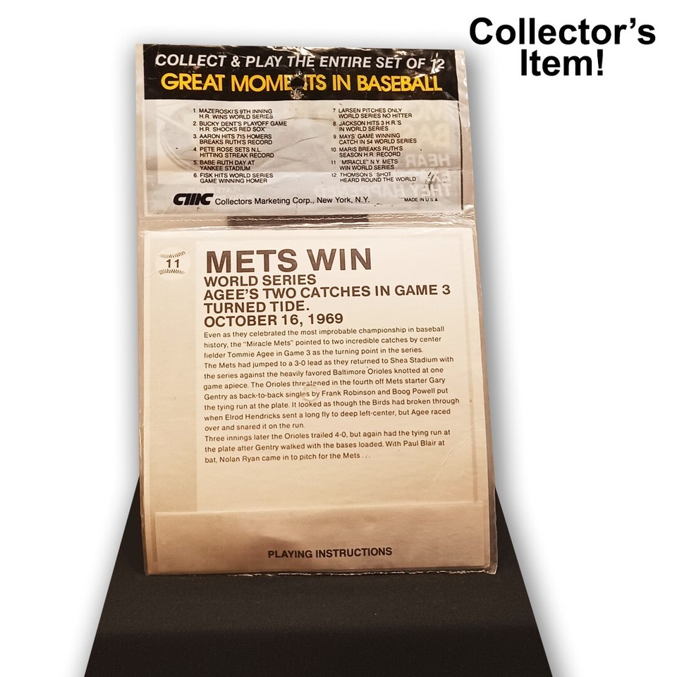 New York Mets Collectible Talking Baseball Card Oct 1969 World Series ...