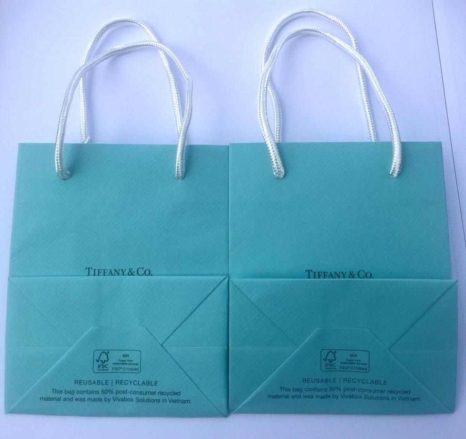 2 TIFFANY & Co. small blue Paper Gift Bag- New. | eBay